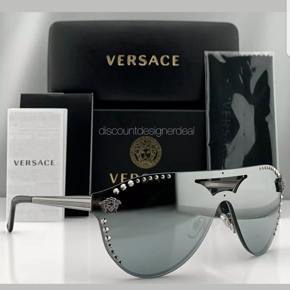 Versace | Accessories | Versace Glam Medusa Gunmetal Silver Mirror ...